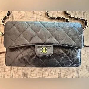 CHANEL | Bags | Chanel Classic Wallet On Chain Woc Black Caviar Leather ...